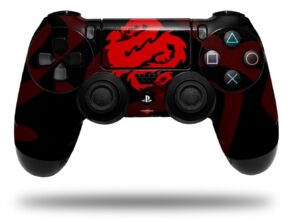 wraptorskinz skin compatible with sony ps4 dualshock controller playstation 4 original slim and pro oriental dragon red on black (controller not included)