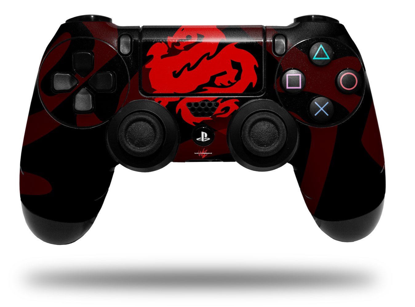 WraptorSkinz Skin Compatible with Sony PS4 Dualshock Controller PlayStation 4 Original Slim and Pro Oriental Dragon Red on Black (Controller NOT Included)