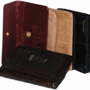 Genuine Eel Skin Leather Womens Coin Change Purse Wallet (Burgundy)