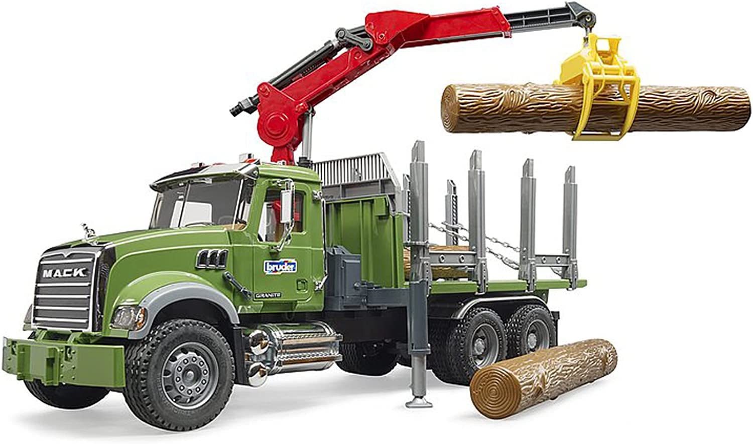 Mack Granite Timber Truck with Loading Crane and 3 Trunks