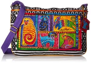 laurel burch medium crossbody zipper top 15"x10"-dog tails patchwork