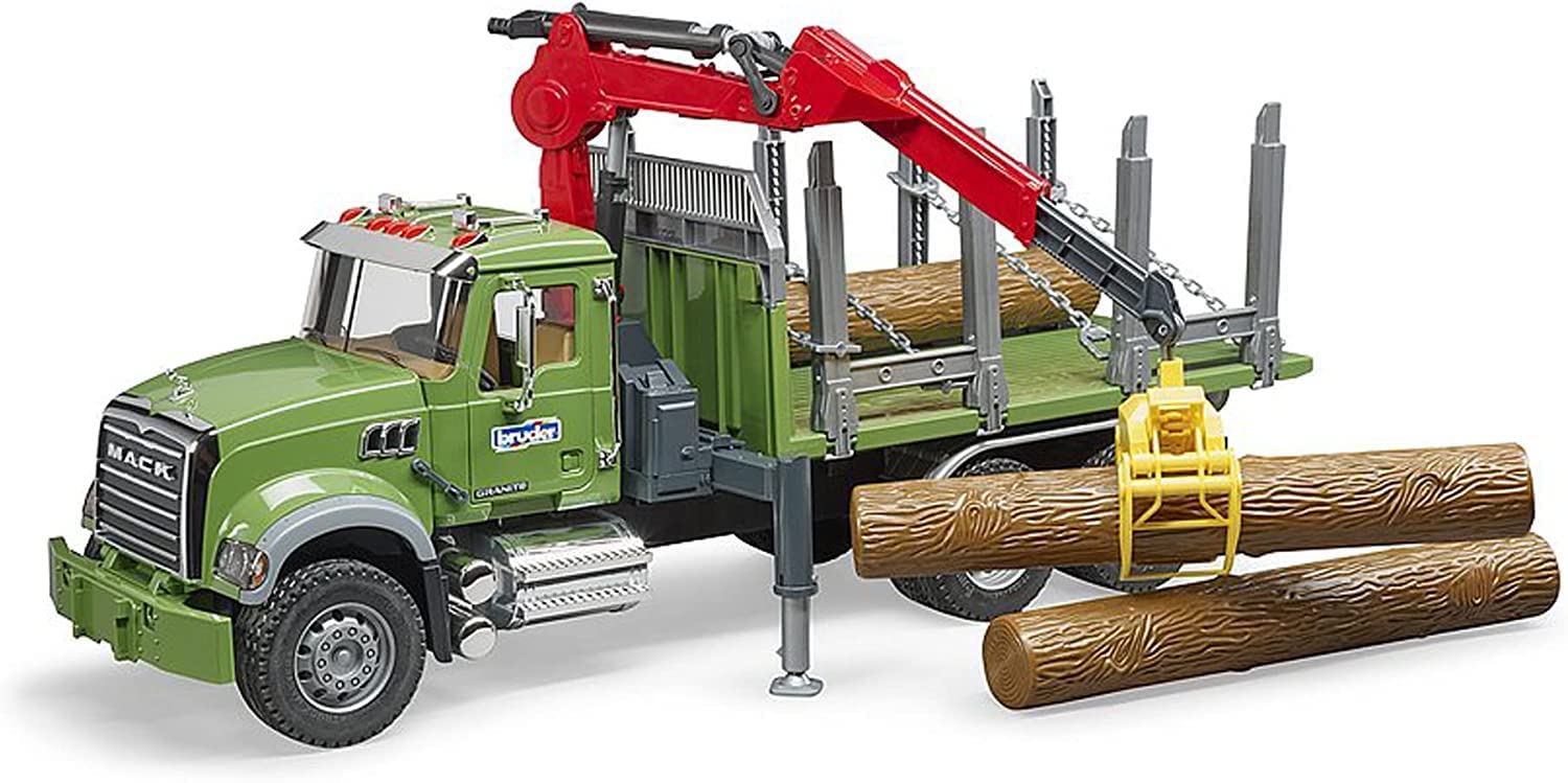 Mack Granite Timber Truck with Loading Crane and 3 Trunks