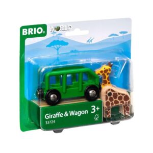 brio world - 33724 giraffe and wagon set | imaginative play toy train accessory for kids | fsc-certified wood | engineered for toddlers 3 and up, green