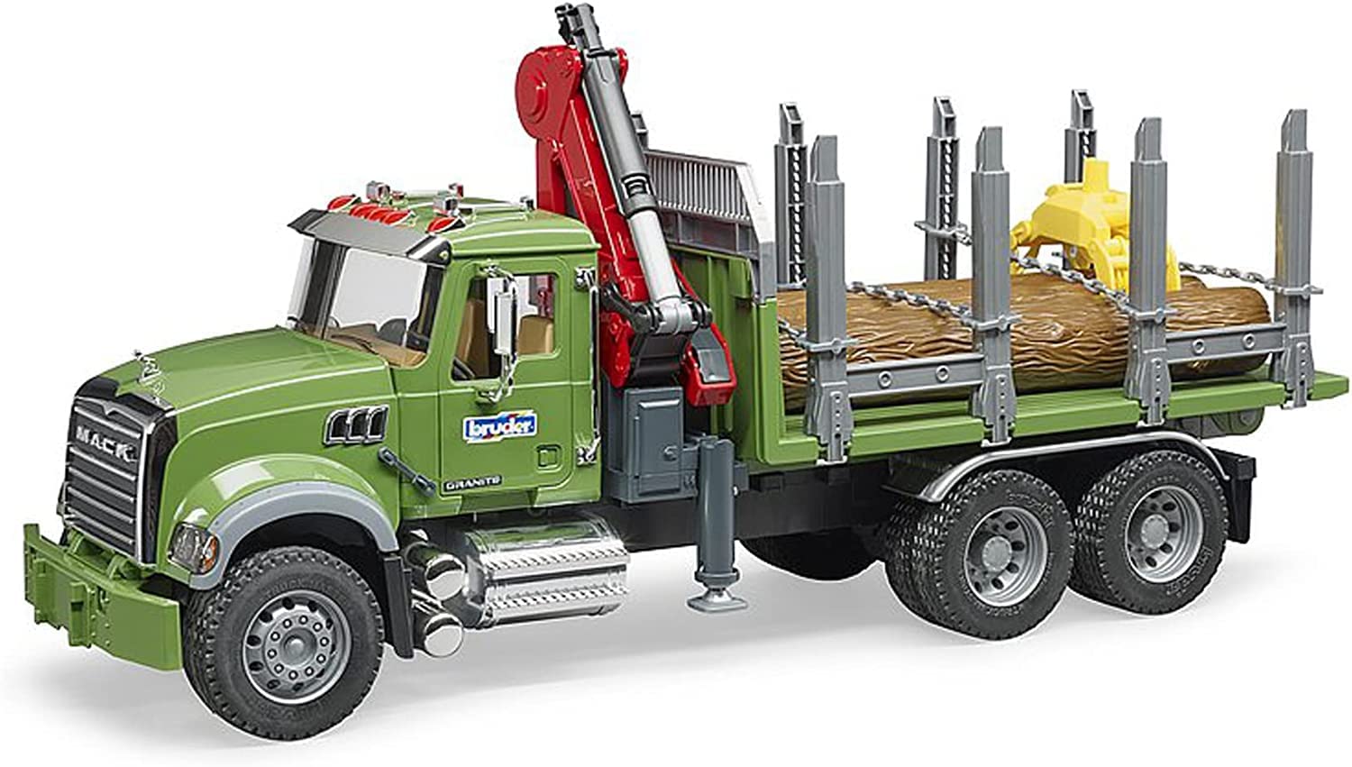 Mack Granite Timber Truck with Loading Crane and 3 Trunks