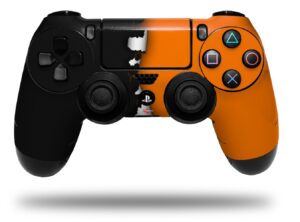 wraptorskinz skin compatible with sony ps4 dualshock controller playstation 4 original slim and pro ripped colors black orange (controller not included)