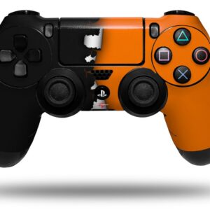 WraptorSkinz Skin Compatible with Sony PS4 Dualshock Controller PlayStation 4 Original Slim and Pro Ripped Colors Black Orange (Controller NOT Included)