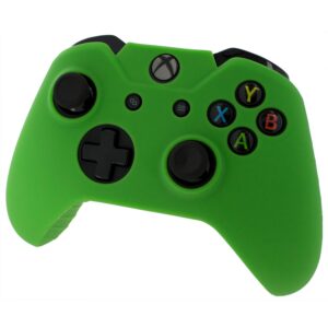 assecure pro soft silicone skin grip protective cover for microsoft xbox one controller rubber bumper case with ribbed handle grip - green