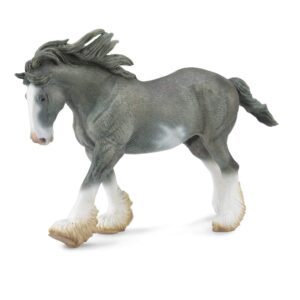 collecta black sabino roan clydesdale stallion vinyl toy animal figure, 7.9"l x 5.1"h