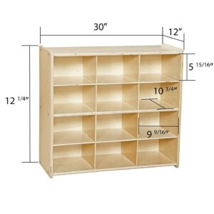 Contender 12 Compartment Toy Storage Cabinet With Assorted Bins, Montessori Shelves For Organizing Kids Art & Craft Supplies For Classrooms [Fully Assembled]