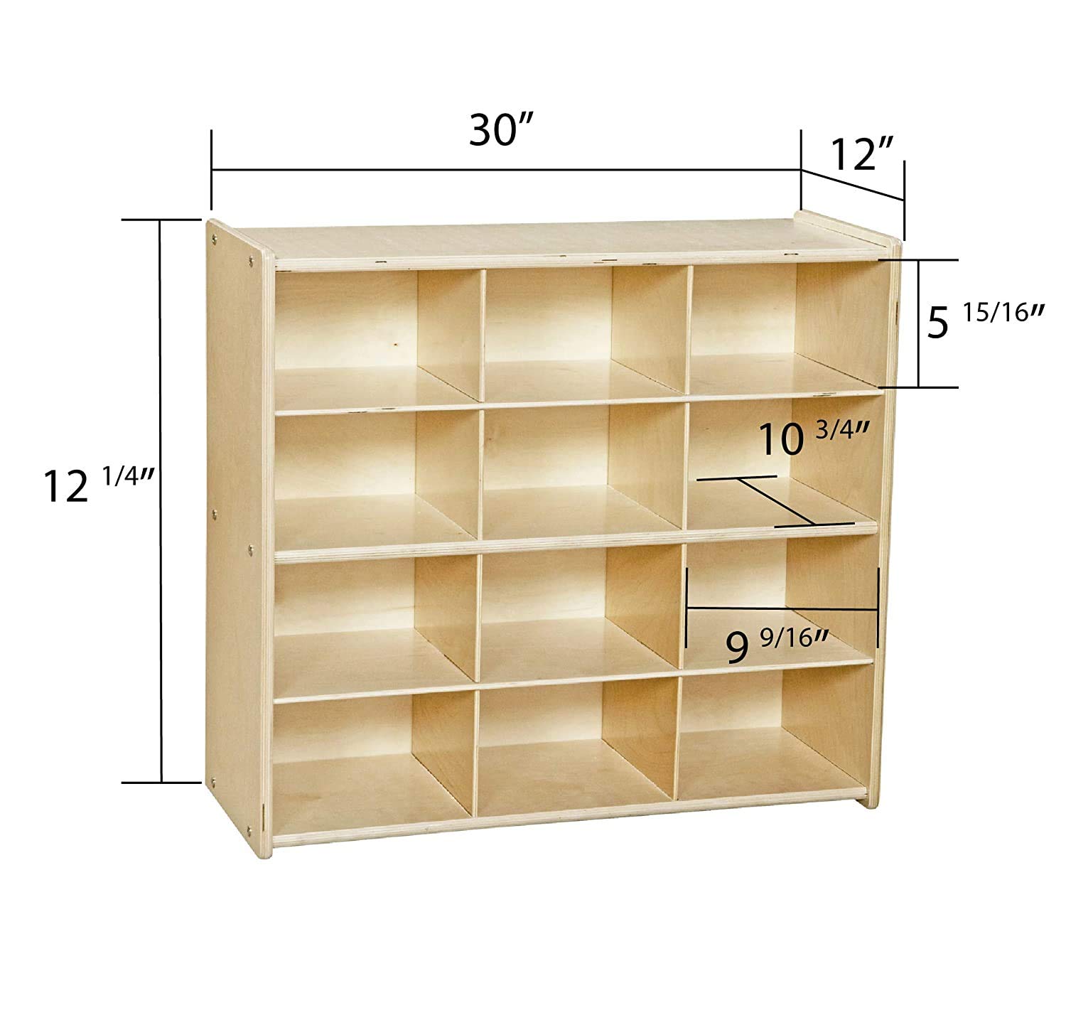 Contender 12 Compartment Toy Storage Cabinet With Assorted Bins, Montessori Shelves For Organizing Kids Art & Craft Supplies For Classrooms [Fully Assembled]