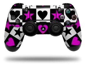 wraptorskinz vinyl decal skin compatible with sony ps4 controller playstation 4 original slim and pro hearts and stars pink (controller not included)