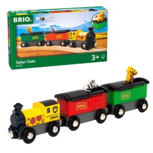 BRIO World - 33722 Safari Train | Interactive Toy Train Set for Kids Age 3 and Up | Environmentally Conscious | Engine and Animal Wagons Included