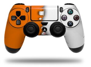 wraptorskinz skin compatible with sony ps4 dualshock controller playstation 4 original slim and pro ripped colors orange white (controller not included)