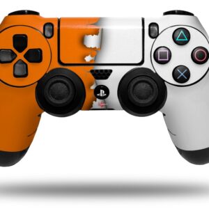 WraptorSkinz Skin Compatible with Sony PS4 Dualshock Controller PlayStation 4 Original Slim and Pro Ripped Colors Orange White (Controller NOT Included)