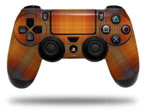 wraptorskinz skin compatible with sony ps4 dualshock controller playstation 4 original slim and pro plaid pumpkin orange (controller not included)