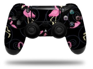 wraptorskinz skin compatible with sony ps4 dualshock controller playstation 4 original slim and pro flamingos on black (controller not included)