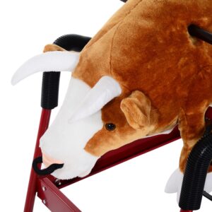 Qaba Kids Spring Rocking Horse Rodeo Bull Style with Realistic Sounds for Children Over 3 Years Old