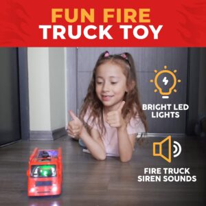 WolVolk Electric Firetruck Toy - Unstoppable Adventure with The Fire Trucks Stunning 3D Lights and Sirens Toddler Fire Truck Toys for 3 Year Old Boys - Fire Trucks for Toddlers 3-5