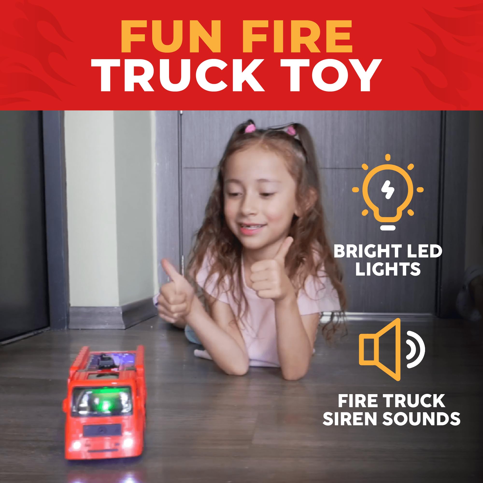 WolVolk Electric Firetruck Toy - Unstoppable Adventure with The Fire Trucks Stunning 3D Lights and Sirens Toddler Fire Truck Toys for 3 Year Old Boys - Fire Trucks for Toddlers 3-5