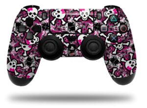 wraptorskinz vinyl decal skin compatible with sony ps4 controller playstation 4 original slim and pro splatter girly skull pink (controller not included)