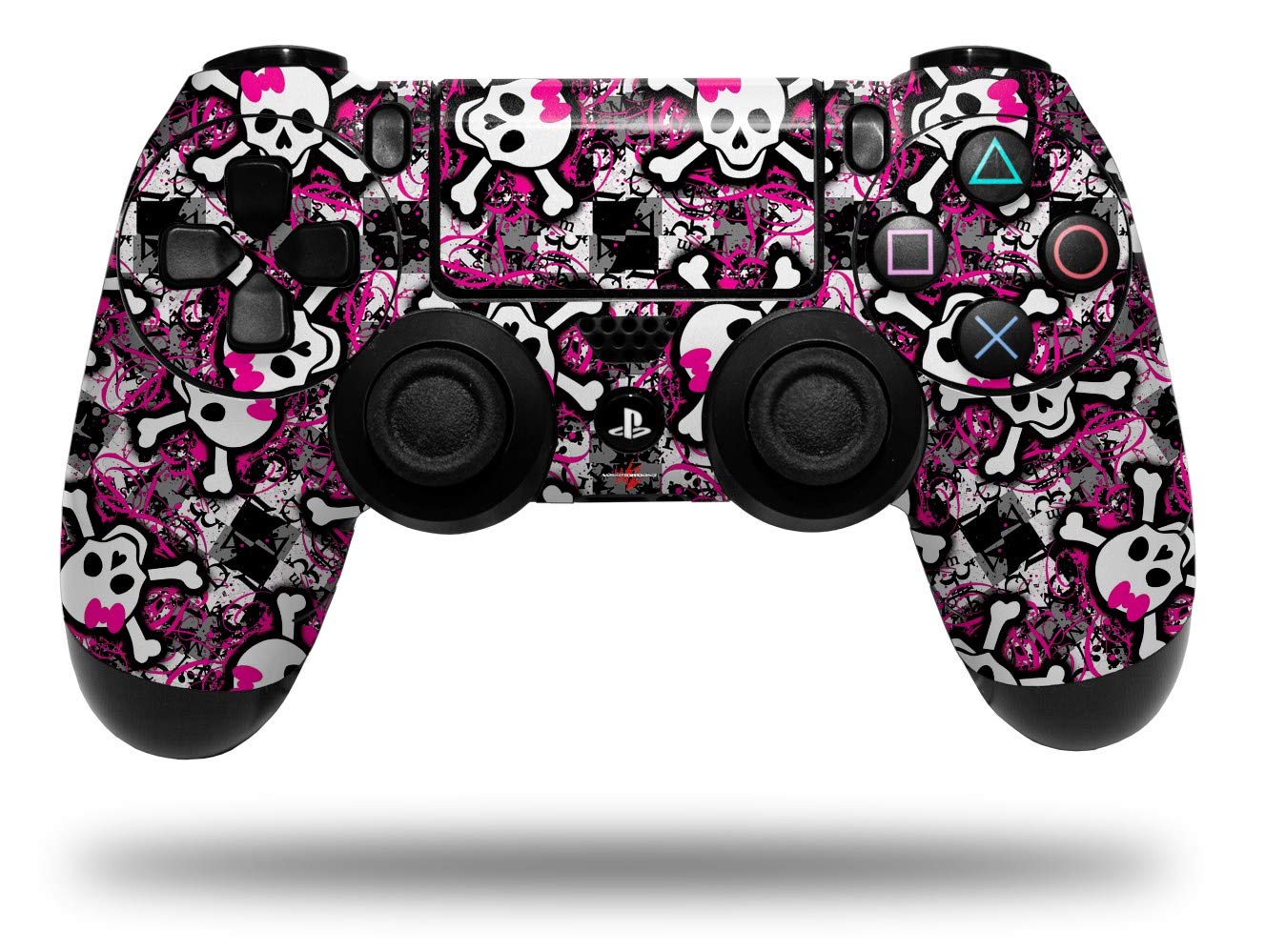 WraptorSkinz Vinyl Decal Skin Compatible with Sony PS4 Controller PlayStation 4 Original Slim and Pro Splatter Girly Skull Pink (Controller NOT Included)