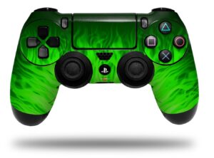 wraptorskinz skin compatible with sony ps4 dualshock controller playstation 4 original slim and pro fire green (controller not included)