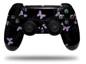 wraptorskinz skin compatible with sony ps4 dualshock controller playstation 4 original slim and pro pastel butterflies purple on black (controller not included)