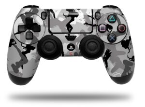 wraptorskinz skin compatible with sony ps4 dualshock controller playstation 4 original slim and pro sexy girl silhouette camo gray (controller not included)