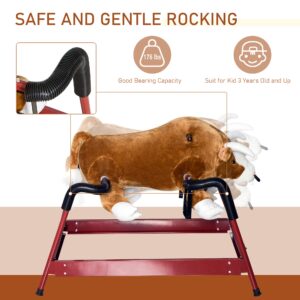 Qaba Kids Spring Rocking Horse Rodeo Bull Style with Realistic Sounds for Children Over 3 Years Old