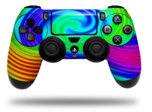 wraptorskinz skin compatible with sony ps4 dualshock controller playstation 4 original slim and pro rainbow swirl (controller not included)