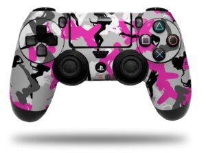 wraptorskinz skin compatible with sony ps4 dualshock controller playstation 4 original slim and pro sexy girl silhouette camo hot pink fuschia (controller not included)