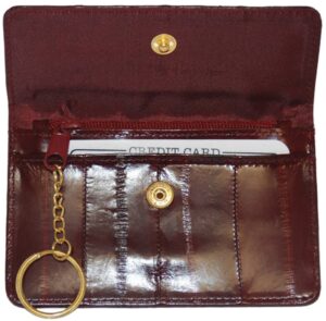 genuine eel skin leather womens coin change purse wallet (burgundy)