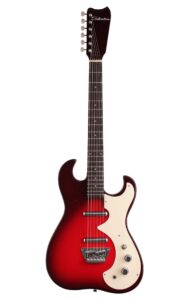 silvertone classic 1449-rsfb solid-body electric guitar, red/silver flake burst