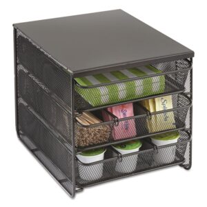 safco products 3275bl onyx mesh hospitality organizer, 3 drawer, black