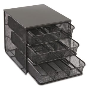 Safco Products 3275BL Onyx Mesh Hospitality Organizer, 3 Drawer, Black