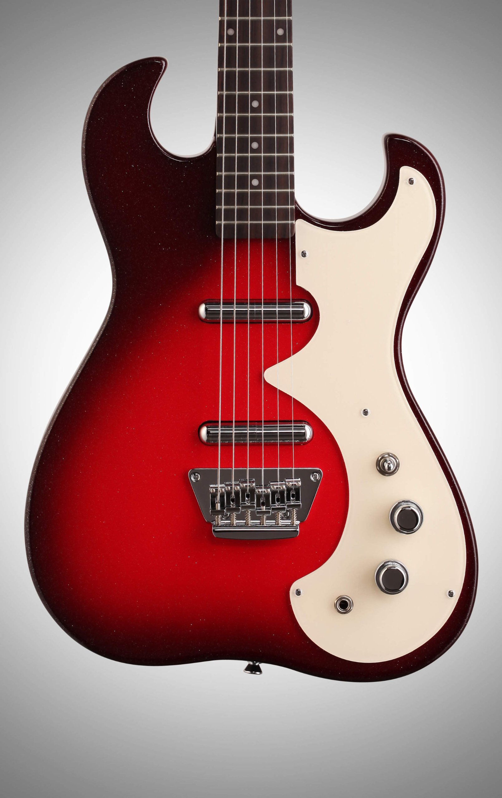 Silvertone Classic 1449-RSFB Solid-Body Electric Guitar, Red/Silver Flake Burst