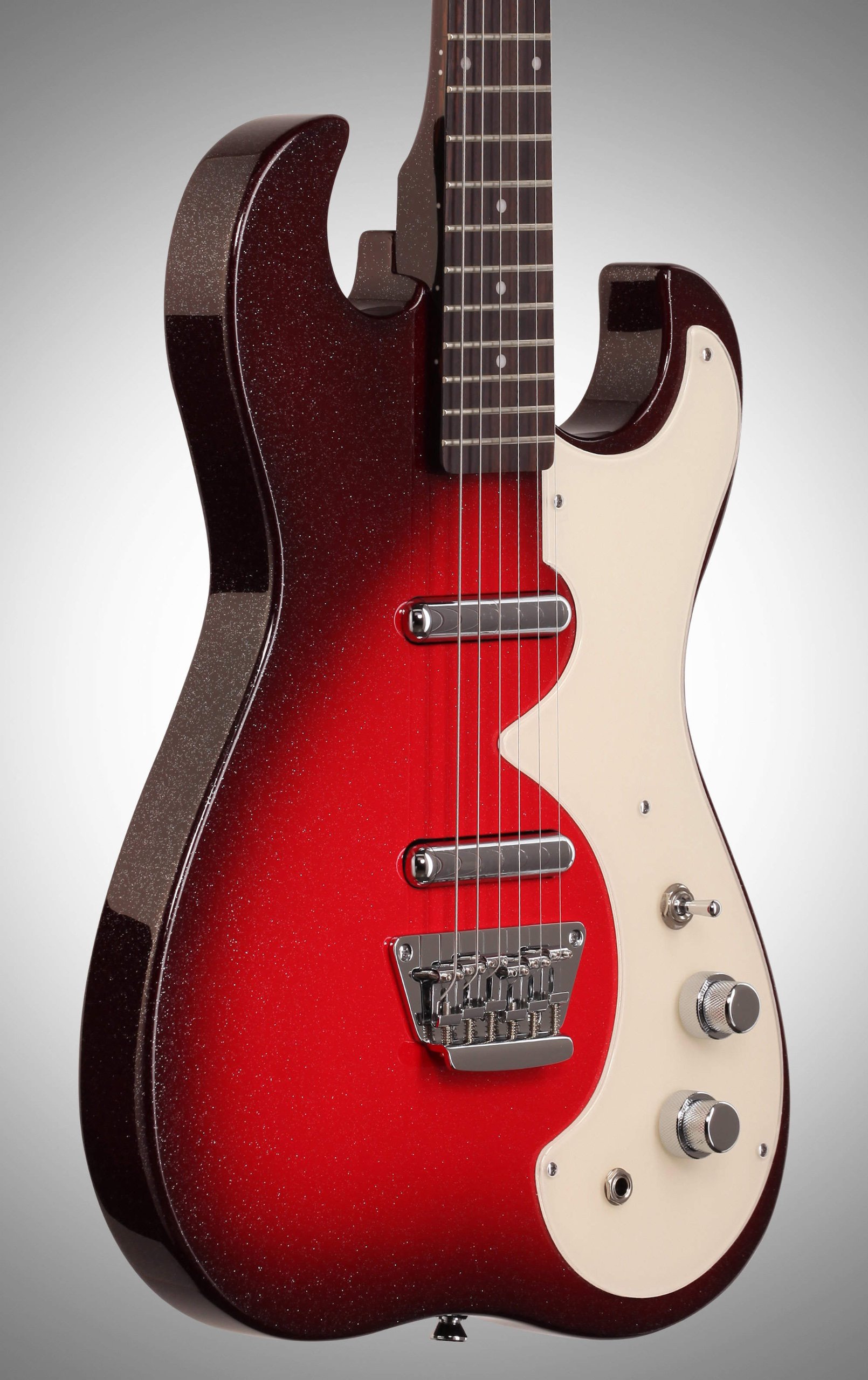 Silvertone Classic 1449-RSFB Solid-Body Electric Guitar, Red/Silver Flake Burst