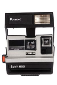 polaroid spirit 600 vintage instant camera w/ silver/gray front