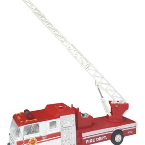 Master Toy Children's Collectible Die-Cast Metal Pull-Back Action & Sound Fire Engine Truck with Ladder, Red