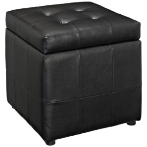 modway volt tufted faux leather square storage ottoman cube in black