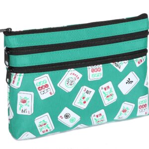 Mah Jongg Direct Green Color Tiles Pattern 3-Zipper Purse, holds 2023 card, easy to clean, designer style