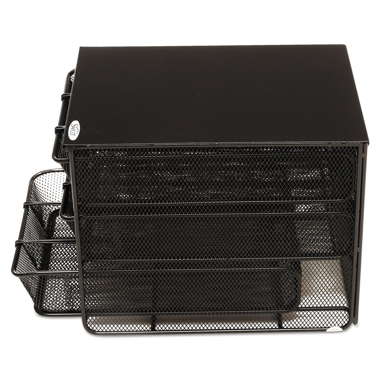 Safco Products 3275BL Onyx Mesh Hospitality Organizer, 3 Drawer, Black