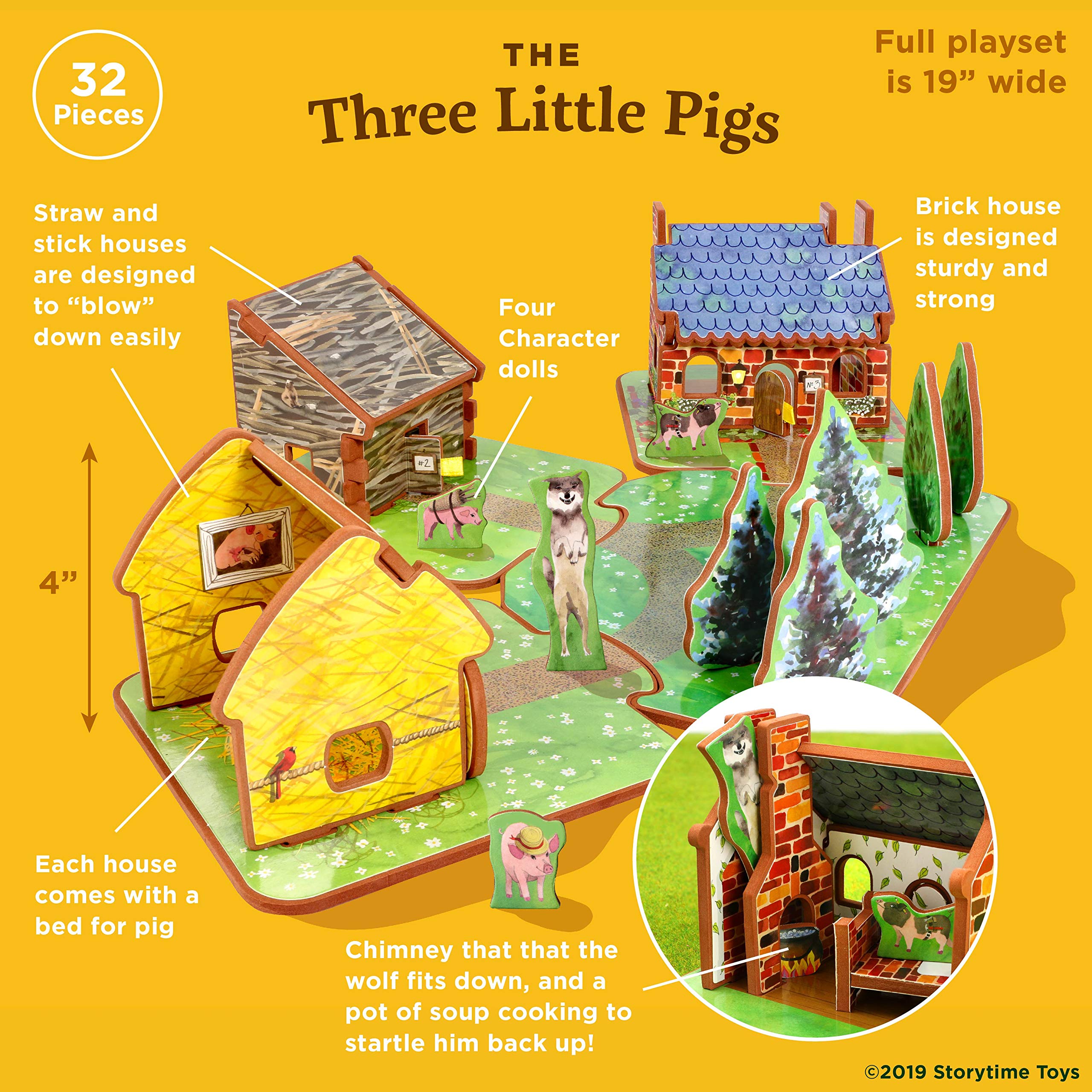 STORYTIME TOYS The Three Little Pigs 3D Puzzle - Book and Toy Set - 3 in 1 - Book, Build, and Play