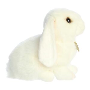 Aurora® Realistic Miyoni® Lop Eared Bunny Stuffed Animal - Lifelike Detail - Cherished Companionship - White 9 Inches