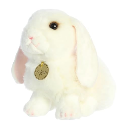 Aurora® Realistic Miyoni® Lop Eared Bunny Stuffed Animal - Lifelike Detail - Cherished Companionship - White 9 Inches