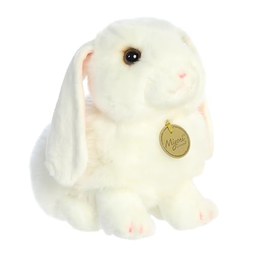 Aurora® Realistic Miyoni® Lop Eared Bunny Stuffed Animal - Lifelike Detail - Cherished Companionship - White 9 Inches