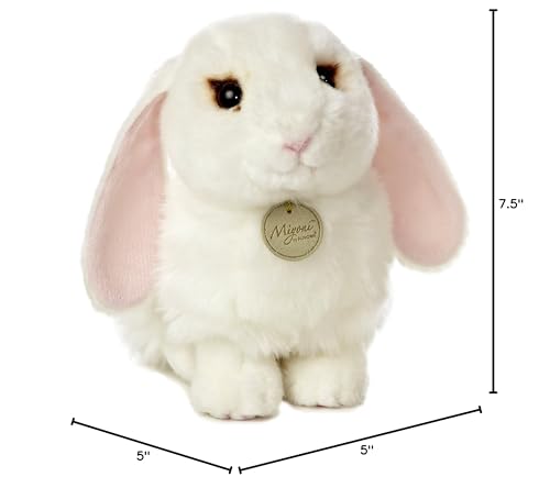 Aurora® Realistic Miyoni® Lop Eared Bunny Stuffed Animal - Lifelike Detail - Cherished Companionship - White 9 Inches