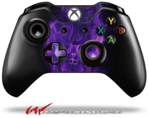 wraptorskinz decal style vinyl skin wrap compatible with xbox one original wireless controller flaming fire skull purple - (controller not included)