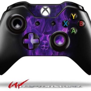 WraptorSkinz Decal Style Vinyl Skin Wrap compatible with XBOX One Original Wireless Controller Flaming Fire Skull Purple - (CONTROLLER NOT INCLUDED)