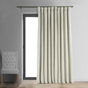 hpd half price drapes signature velvet thermal blackout curtains for living room 96 inch long (1 panel) rod pocket insulated blackout curtains for bedroom window curtains, 100w x 96l, off white